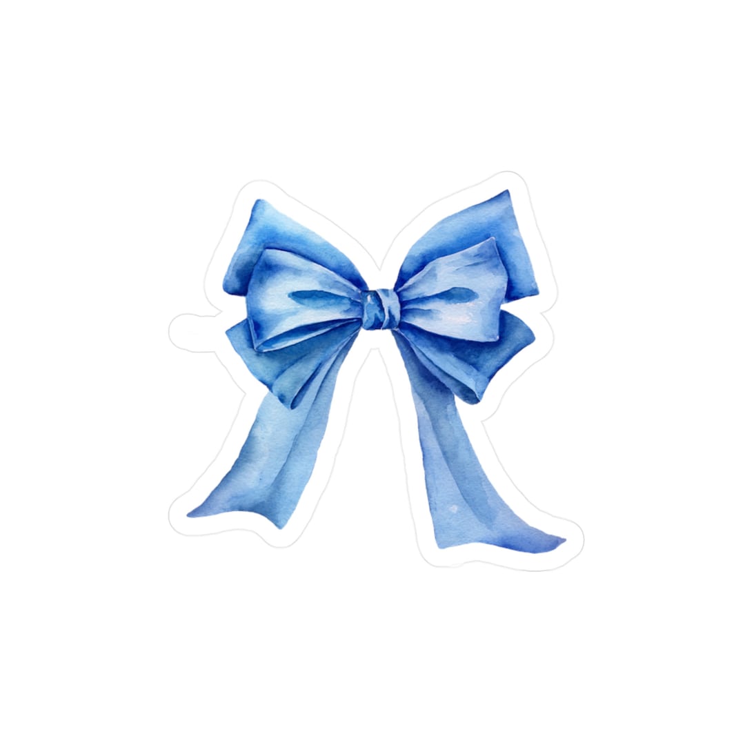 Blue Bow Sticker, Coquette Blue Bow, Kiss-cut Vinyl Sticker - Etsy