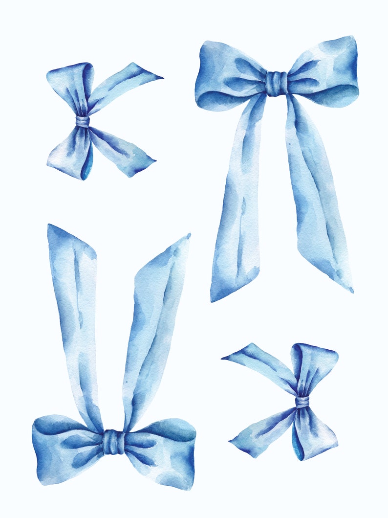Coquette Blue Bow Collage Digital Print - Etsy