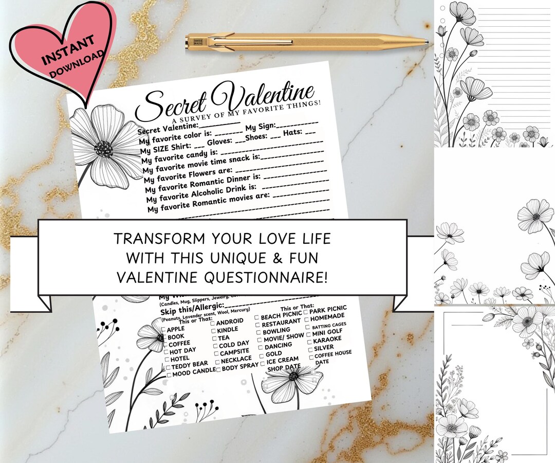 Secret Valentine Questionnaire for Couples | Date Night Conversation ...