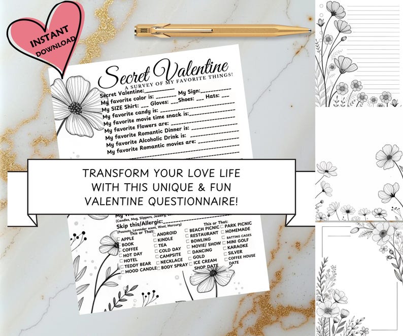 Secret Valentine Questionnaire for Couples | Date Night Conversation ...