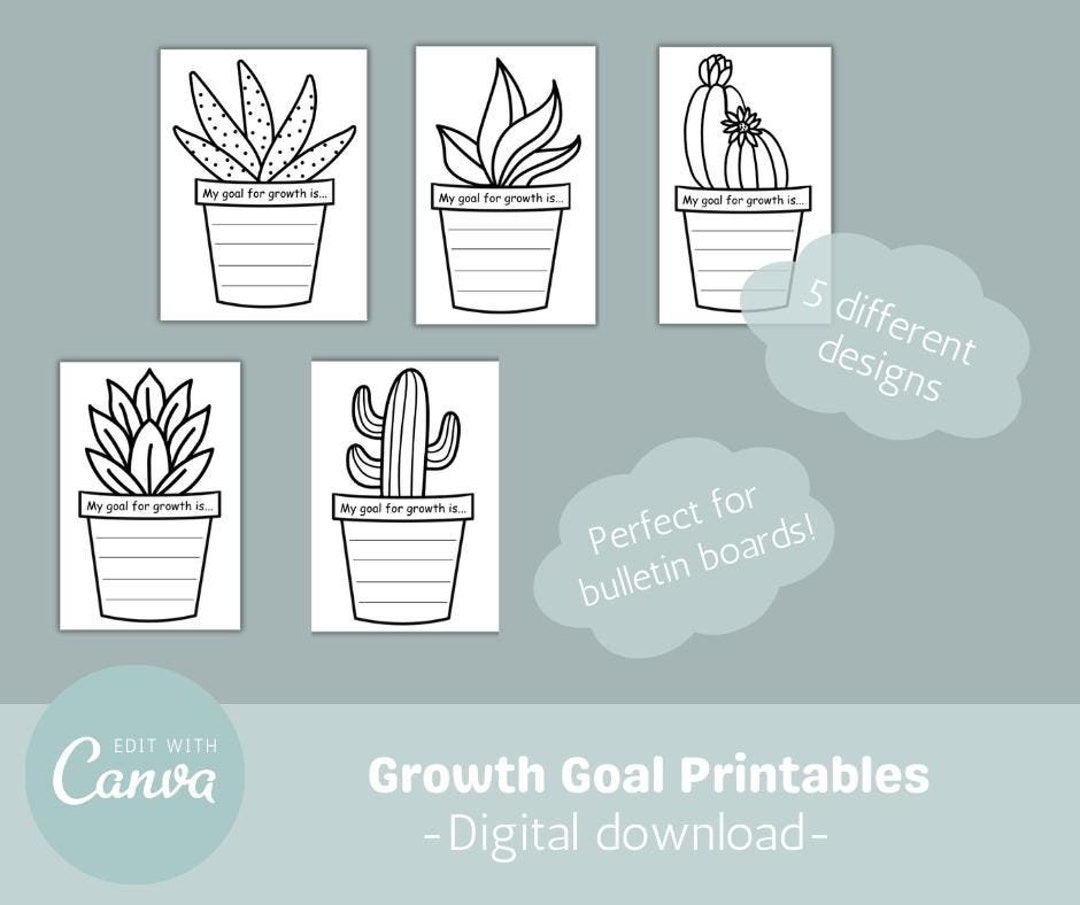 Growth Mindset Printable, Growth Goal Plants, Growth Goal First Grade ...
