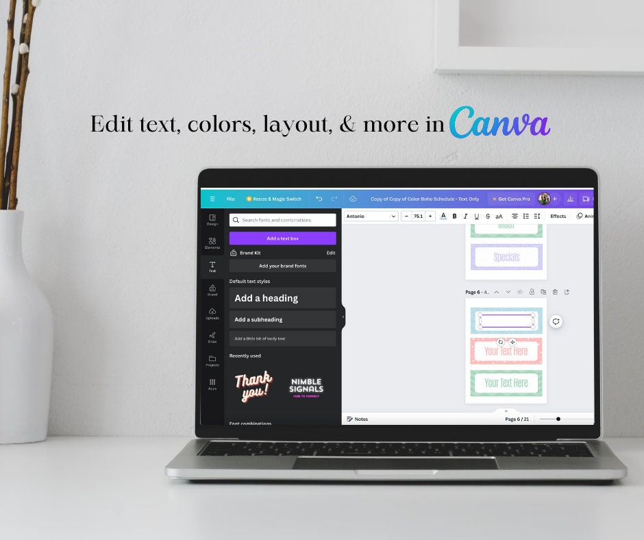 Classroom Schedule, Editable Classroom Printable, Canva Template ...