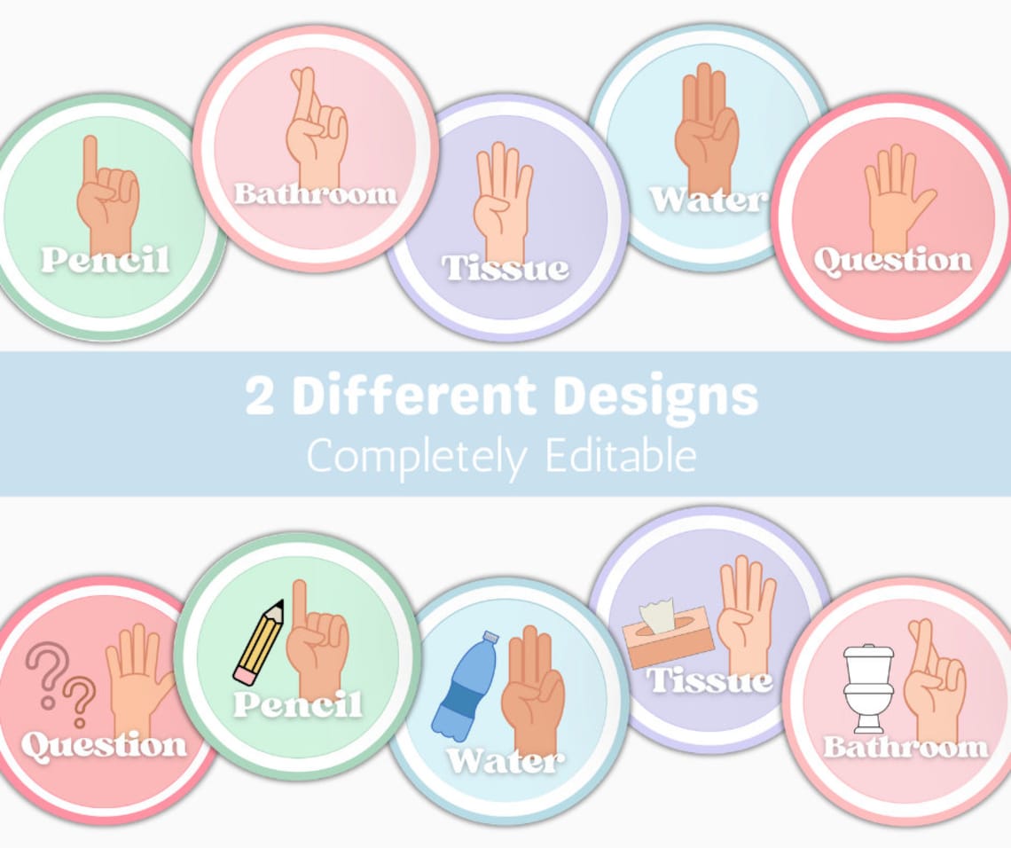 Classroom Hand Signals, Classroom Decor, Classroom Posters, Editable ...