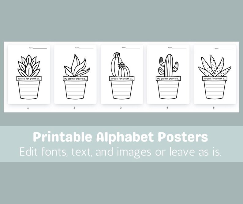 Growth Mindset Printable, Growth Goal Plants, Growth Goal First Grade ...