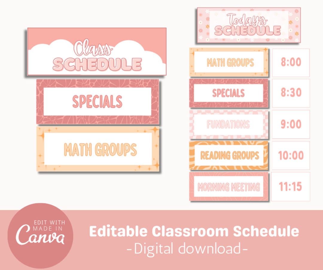 Classroom Schedule, Editable Classroom Printable, Canva Template ...