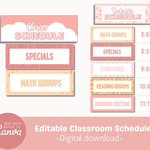 Classroom Schedule, Editable Classroom Printable, Canva Template ...