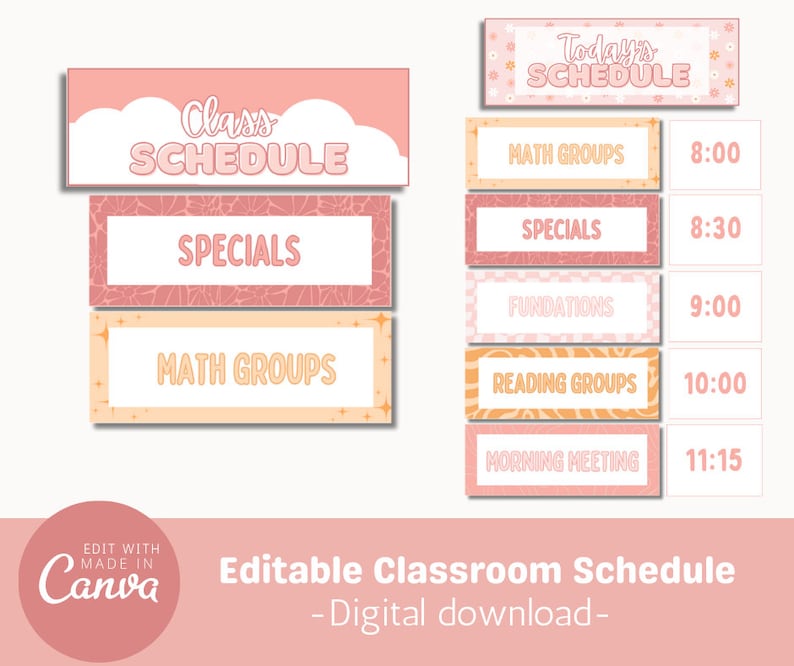 Classroom Schedule, Editable Classroom Printable, Canva Template ...
