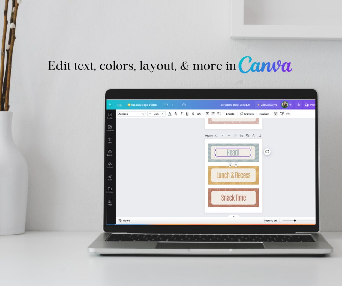 Classroom Schedule, Editable Classroom Printable, Canva Template ...