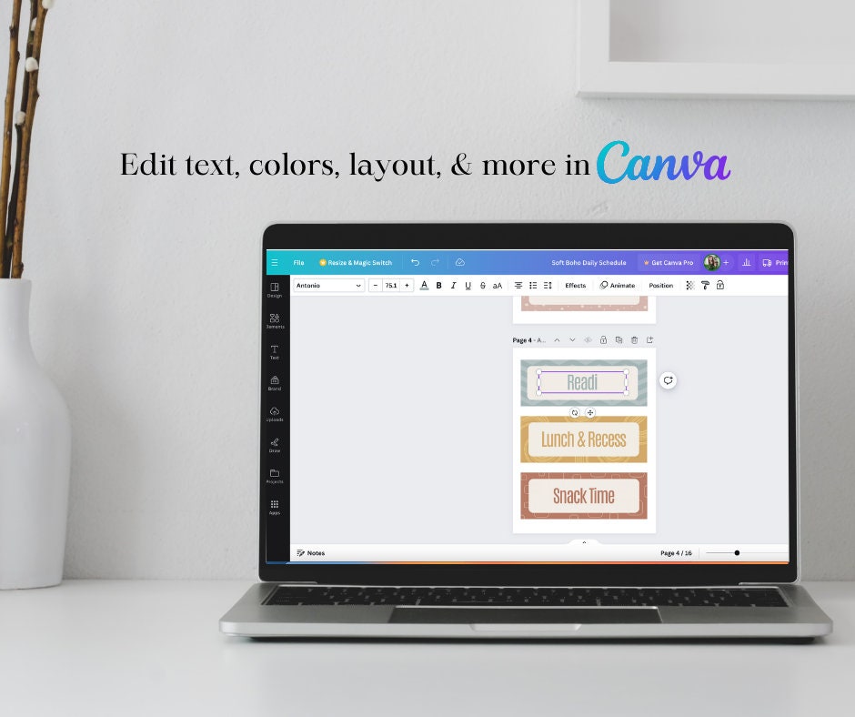 Classroom Schedule, Editable Classroom Printable, Canva Template ...
