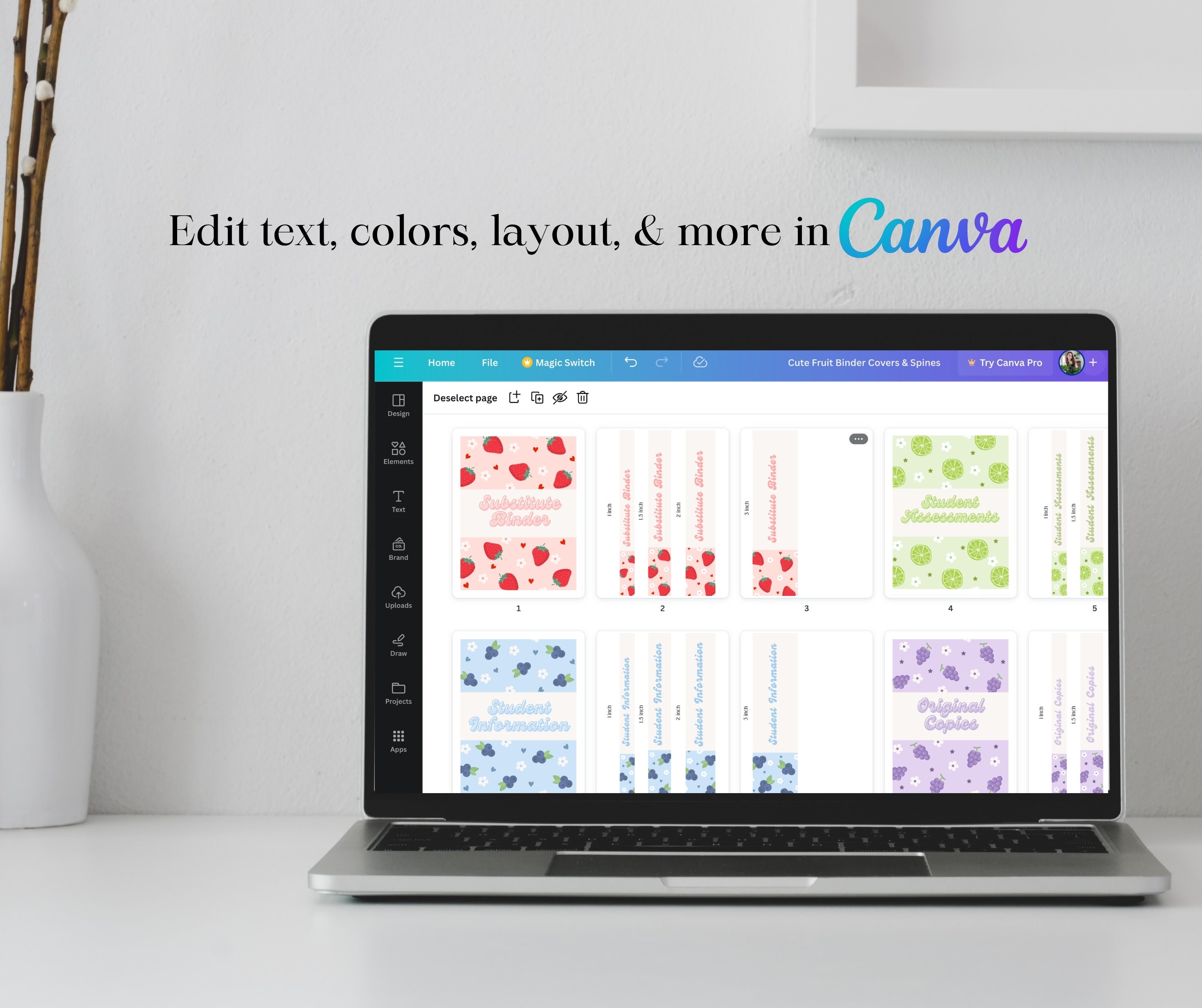 Classroom Binder Covers and Spines, Editable Canva Template, Teacher ...