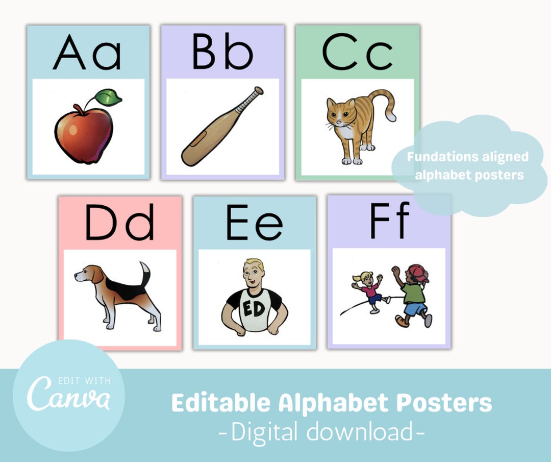 Bright Pastels Classroom Alphabet Posters, Fundations Aligned ...