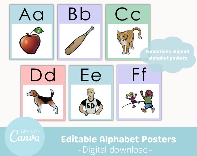 Bright Pastels Classroom Alphabet Posters, Fundations Aligned ...