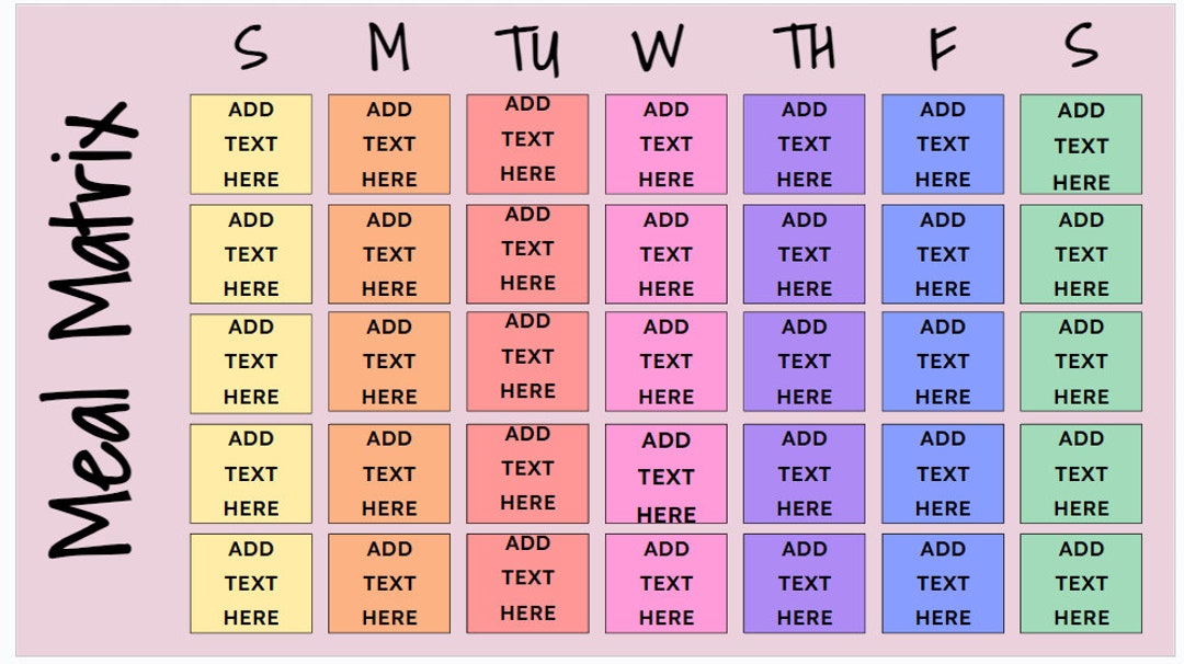 Editable Meal Matrix - Etsy