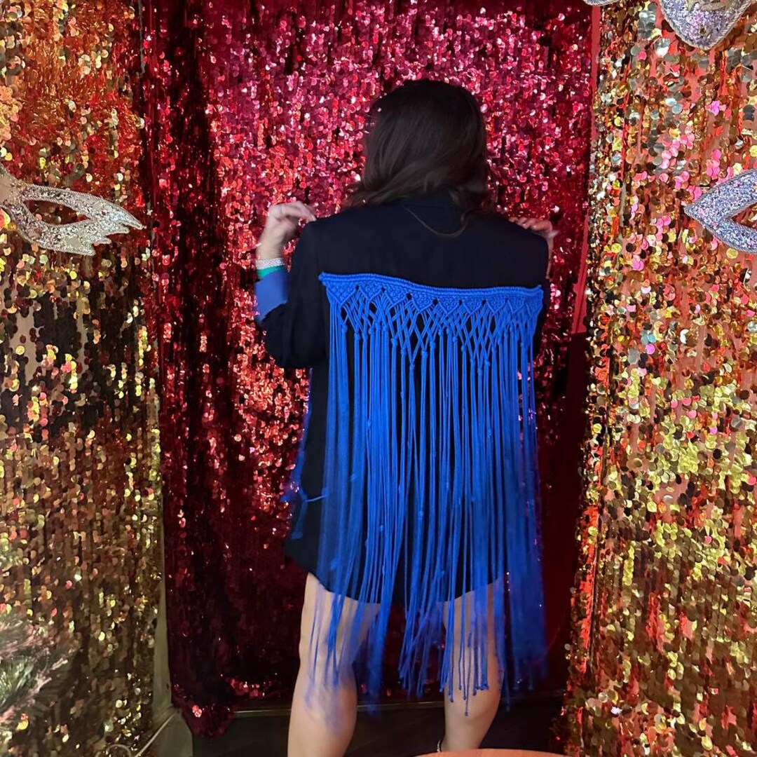 Jacket Overlay Macrame Jacket Embellishment Long Fringe Patch for ...