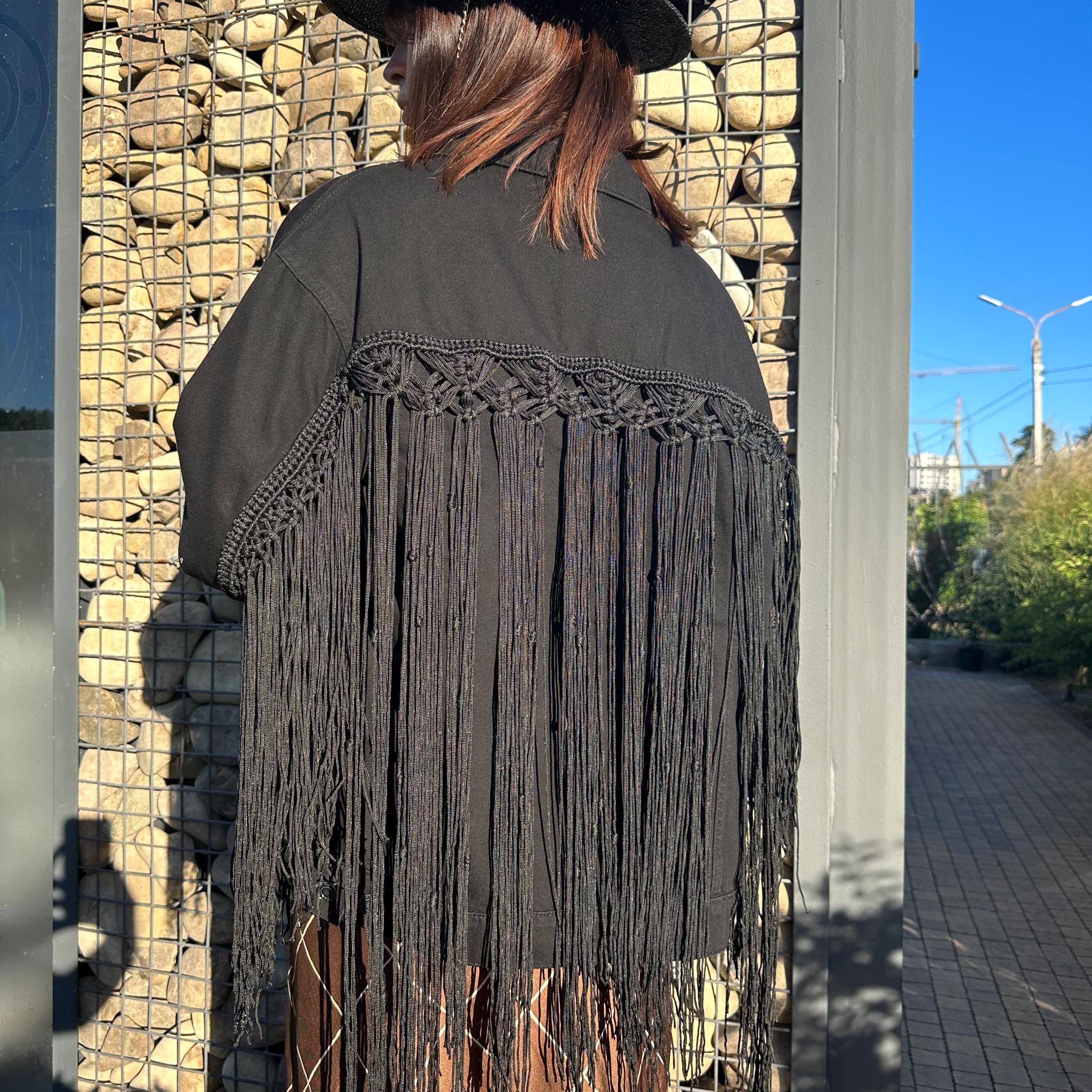 Macrame Jacket Overlay Outfit Long Fringe Original Handmade Cotton Cord ...
