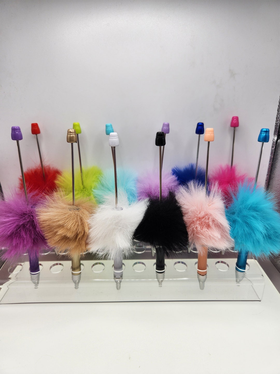 Fuzzy Furry Pens, 5 Piece Random Color Mix, Beadable Pens Bling Gifts ...