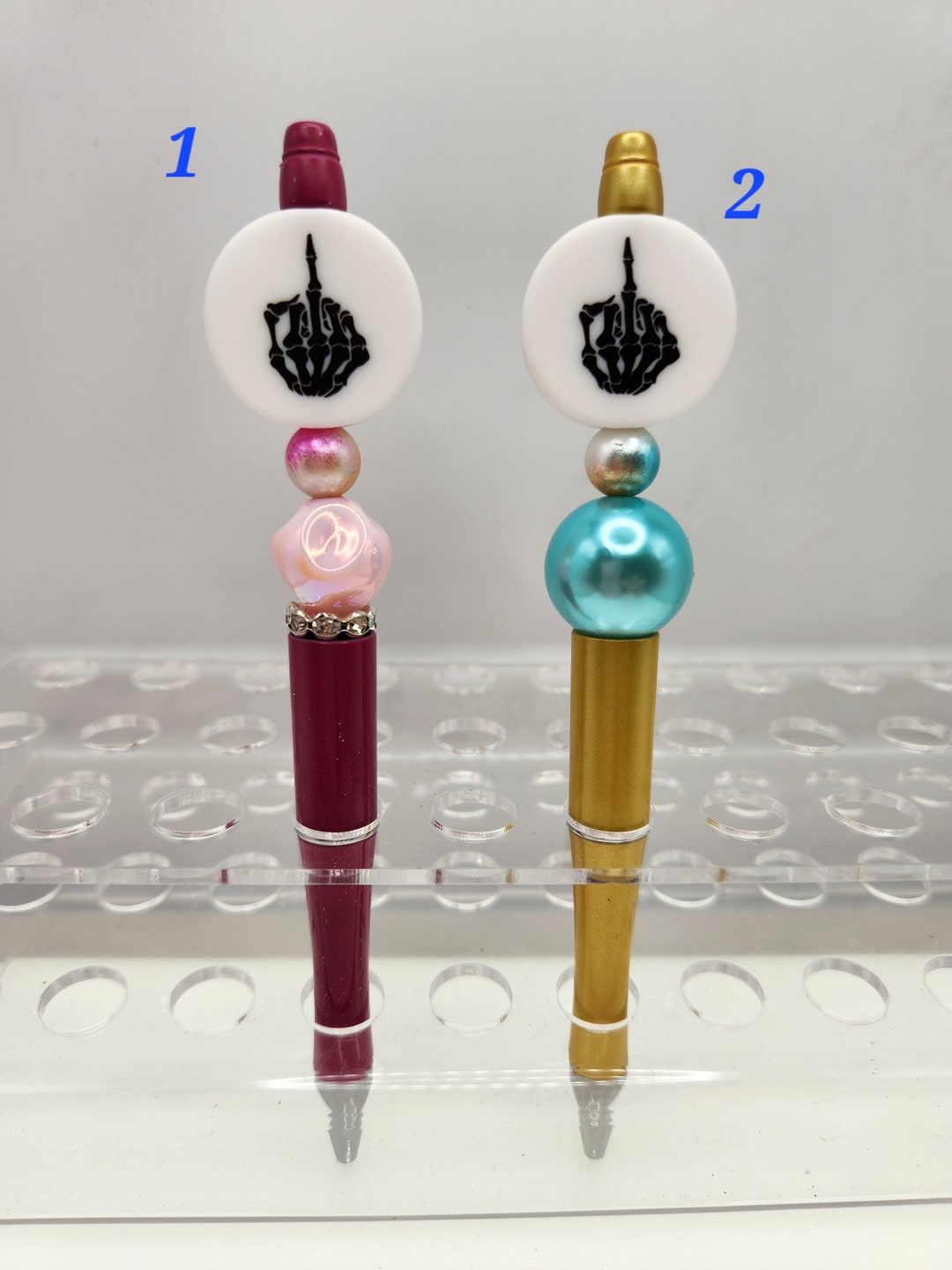 Skeleton Middle Finger Beaded Pen, Gifts for Her, Bling Pen, Gift ...