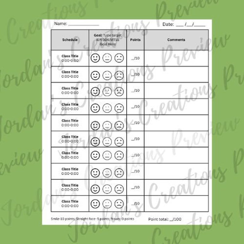 Editable Point Sheets for Data Tracking - Etsy