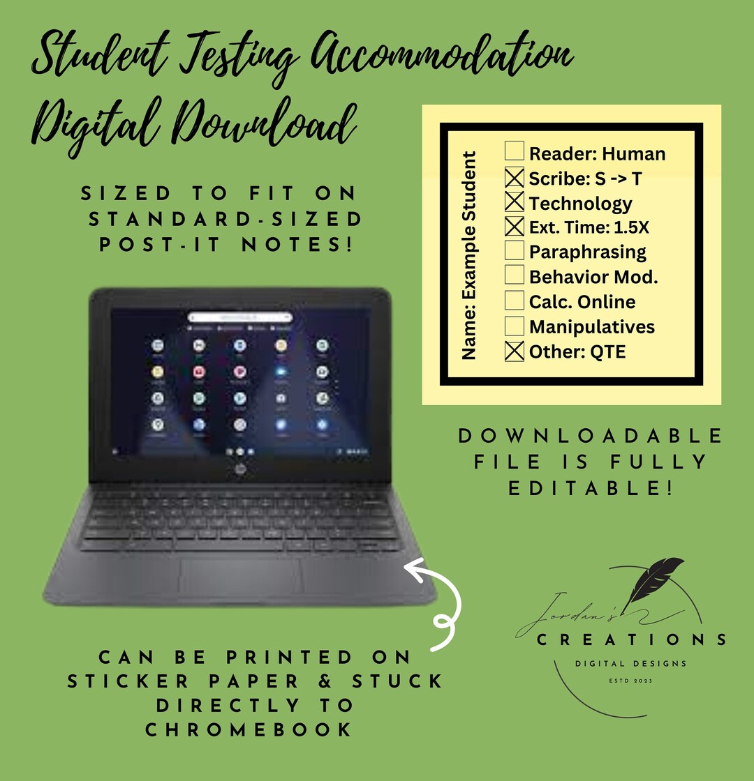 Student Accommodation Post-it Note Template Digital Download - Etsy