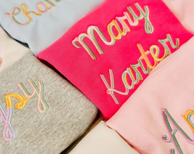 Embroidered Girl Rainbow Name Sweatshirt - Etsy