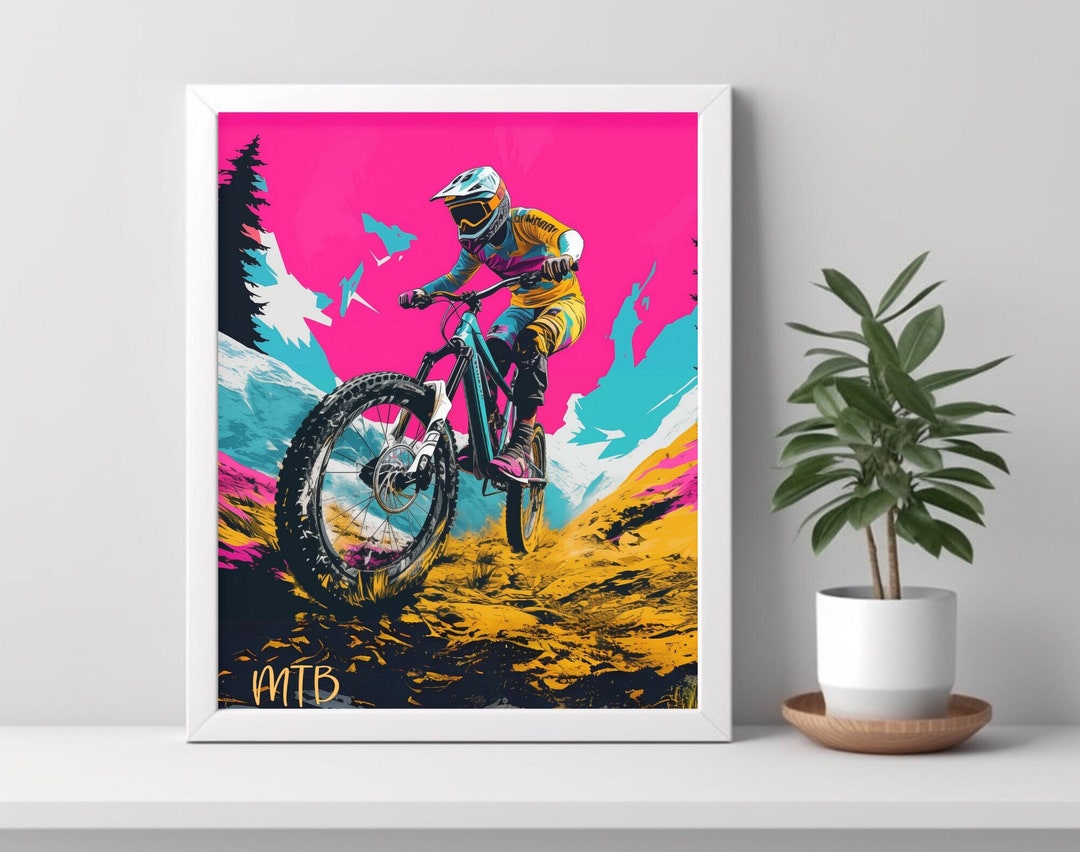 Mountain Bike Poster MTB Pop Art Poster Gift for Outdoors Lovers - Etsy