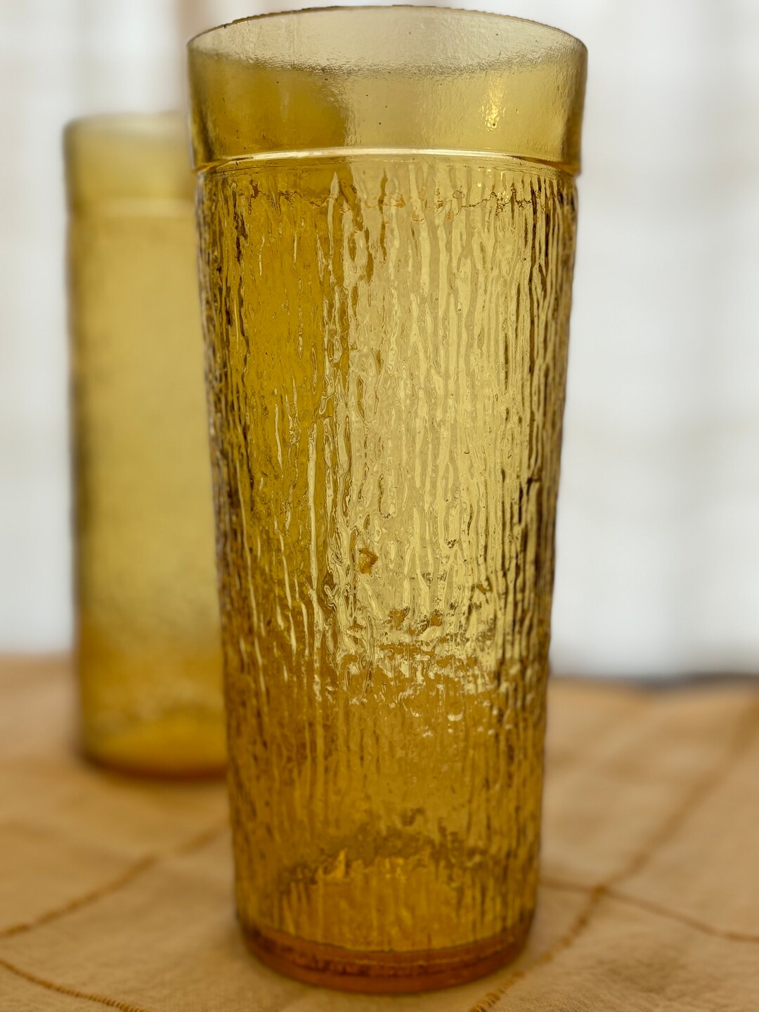 Vintage Kerr Bark/icicle Textured Glasses, Amber, Set of 4 Drinking ...