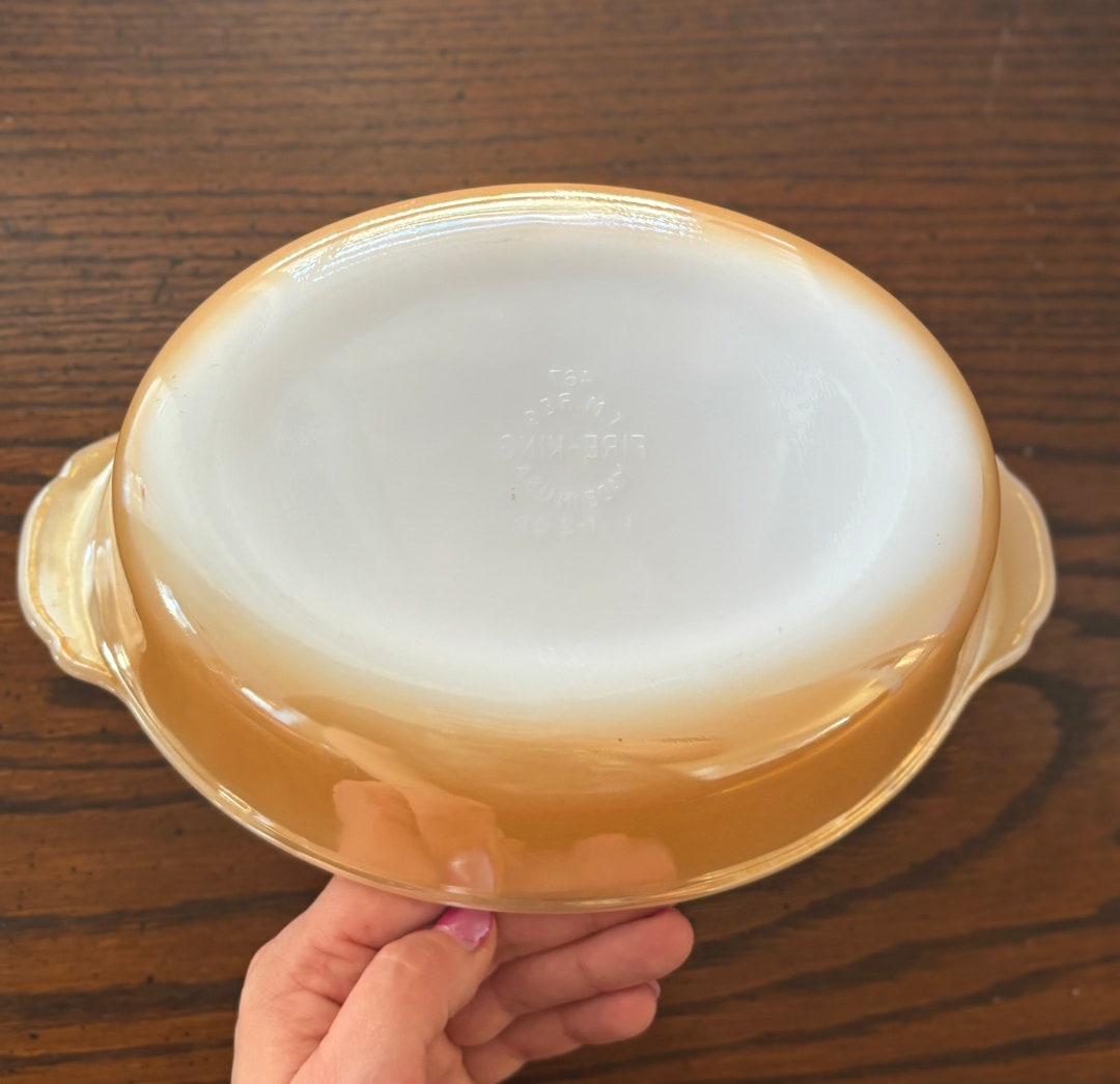Vintage, Fire King, Peach Luster, Lusterware, Oval, Baking Casserole ...