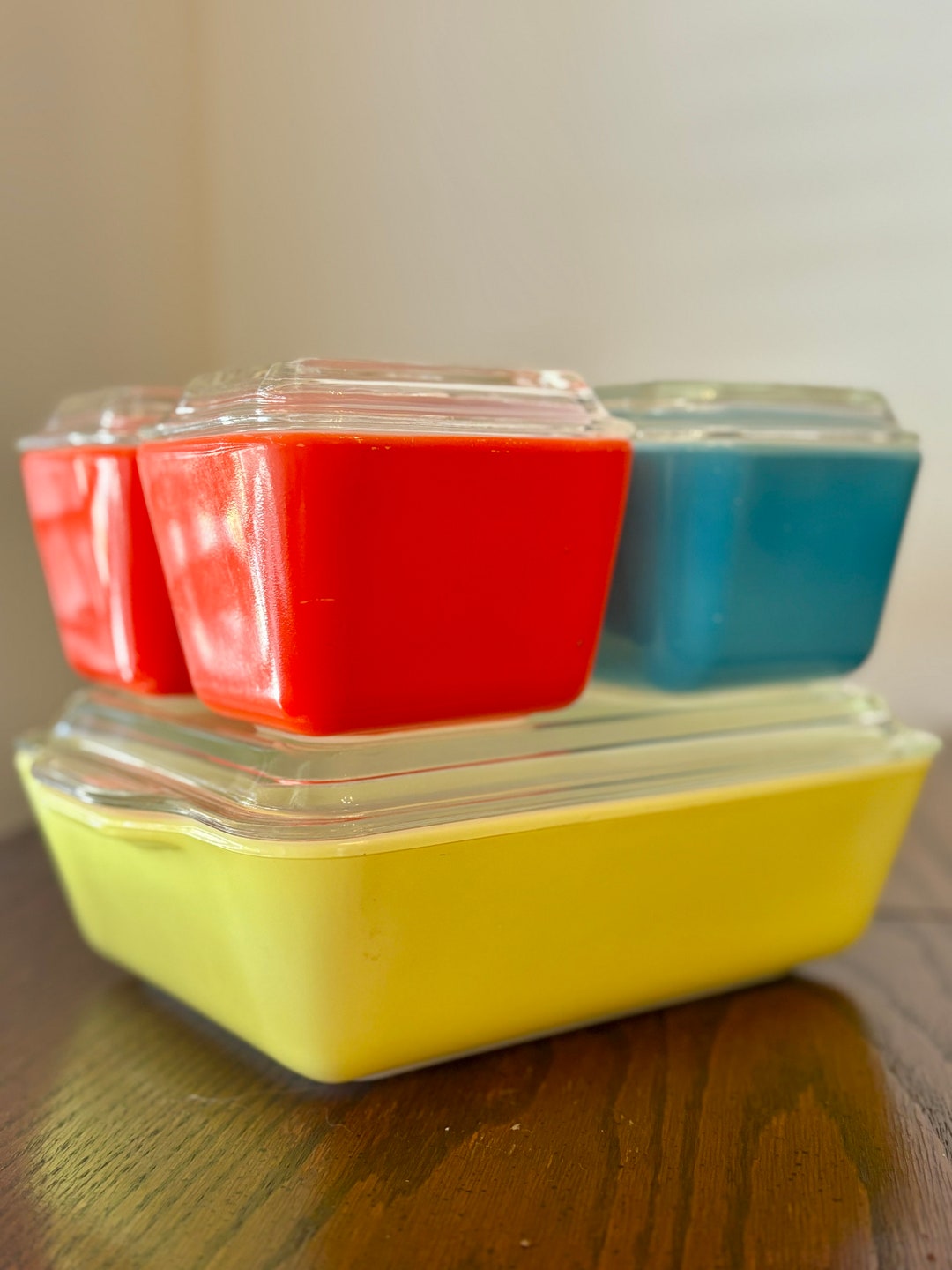 Vintage Pyrex, Refrigerator Dish, Fridgie, 8 Piece Set, Primary Color ...