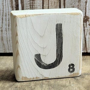 Letter J Scrabble Block, Wood Sign, Shelf Block, Shelf Sitter - Etsy