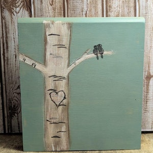 Birch Tree With Birds Wood Sign, Shelf Sitter - Etsy