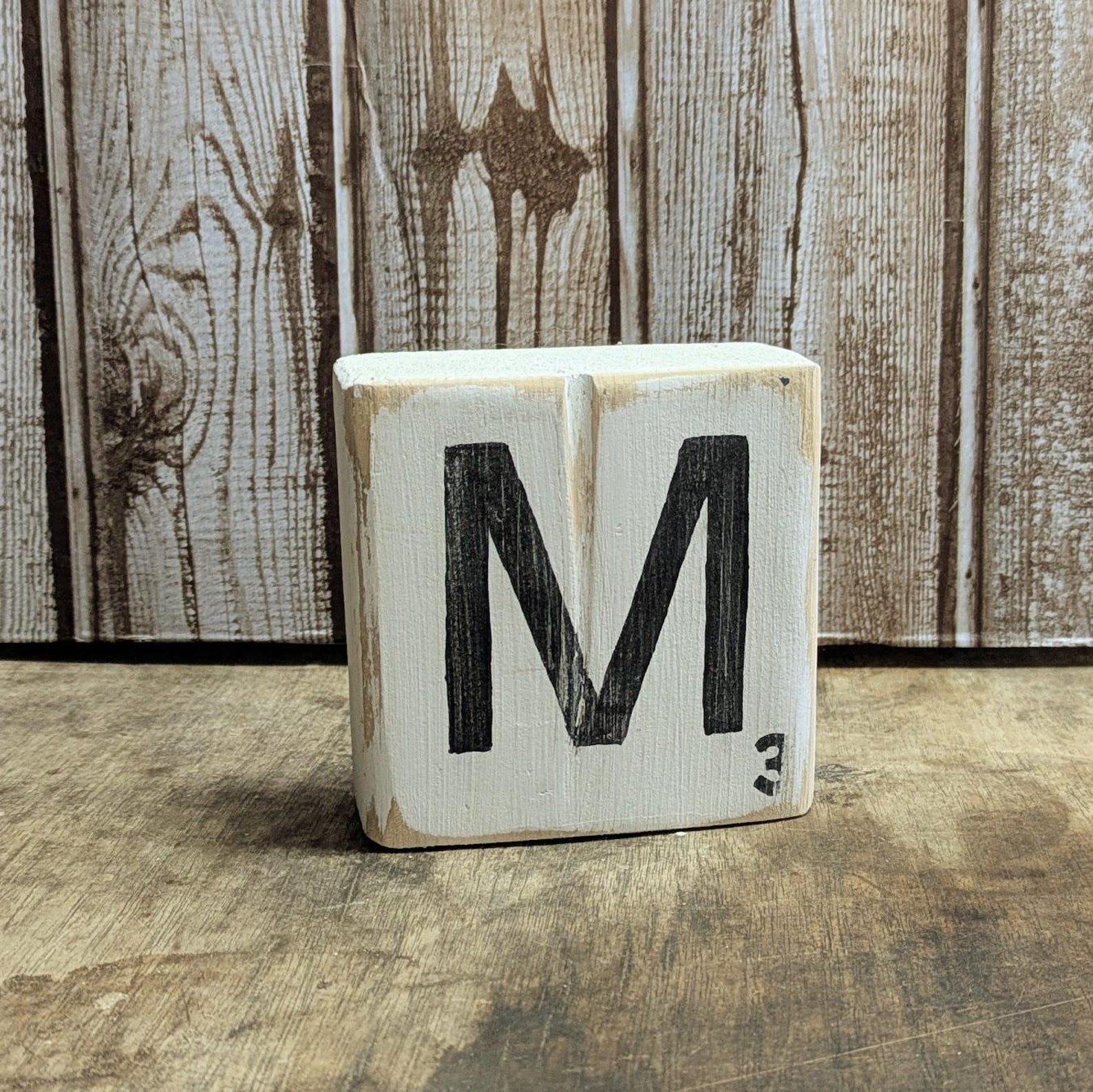 Letter M Scrabble Block, Wood Sign, Shelf Block, Shelf Sitter - Etsy