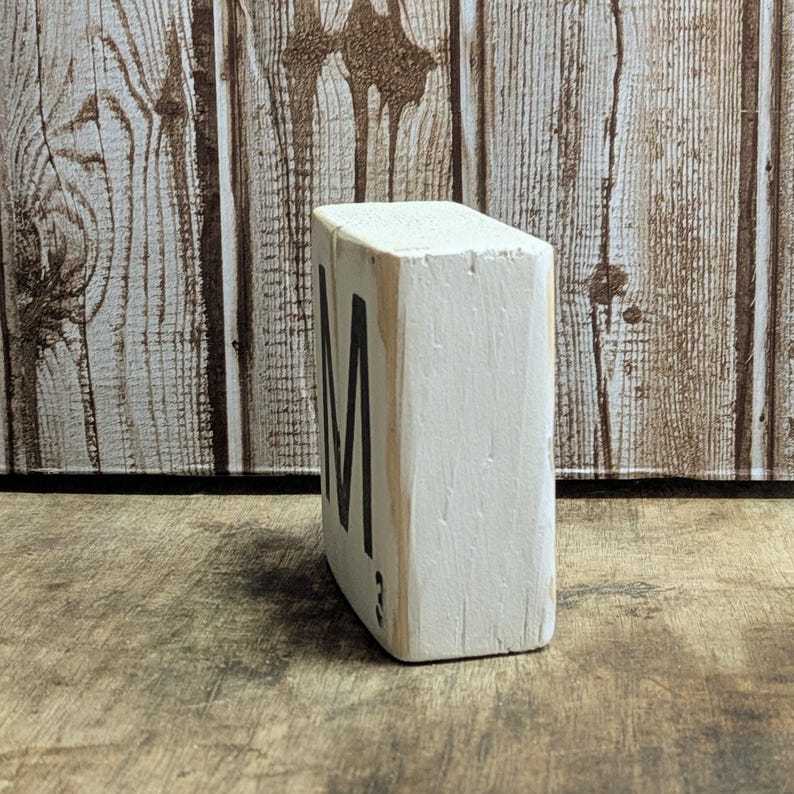 Letter M Scrabble Block, Wood Sign, Shelf Block, Shelf Sitter - Etsy