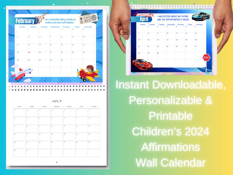 2024 EDITABLE Calendar for Kids - Boy Theme - 2024 Printable Calendar ...