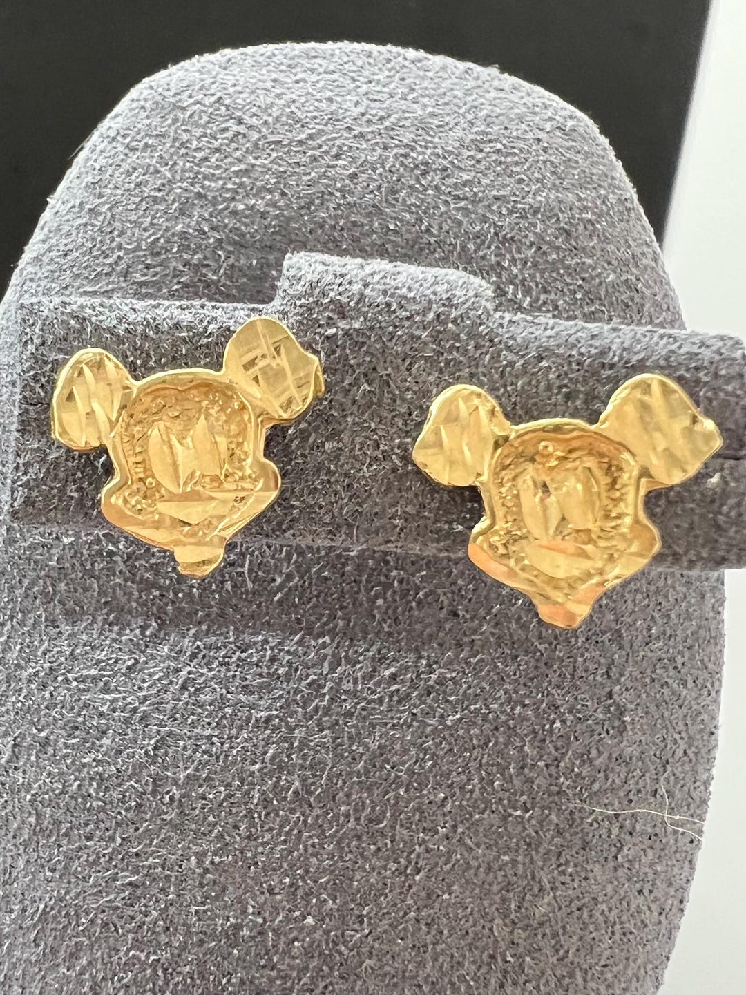 SOLID 14k Mickey Mouse Earrings Diamond Cut Vintage Yellow Gold - Etsy