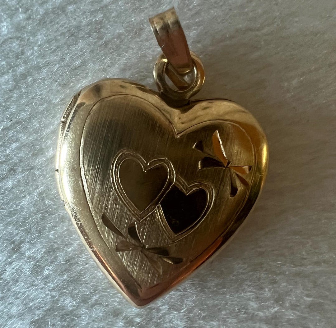 Vintage 14k Yellow Gold Engraved Two Hearts Locket - Etsy