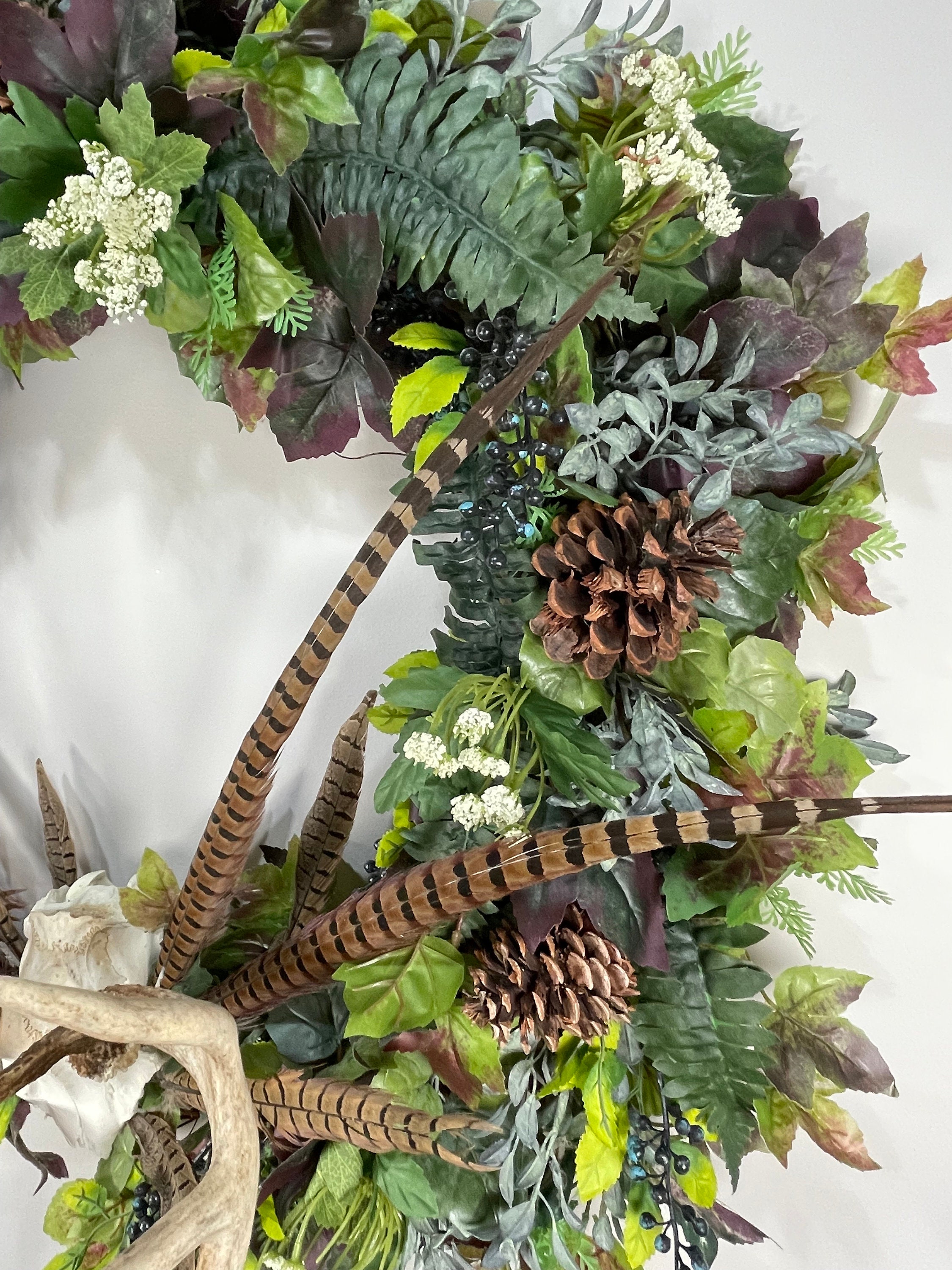 Deer Antler Wreath: Extra Large, Multi Greens Wreath With European Deer ...
