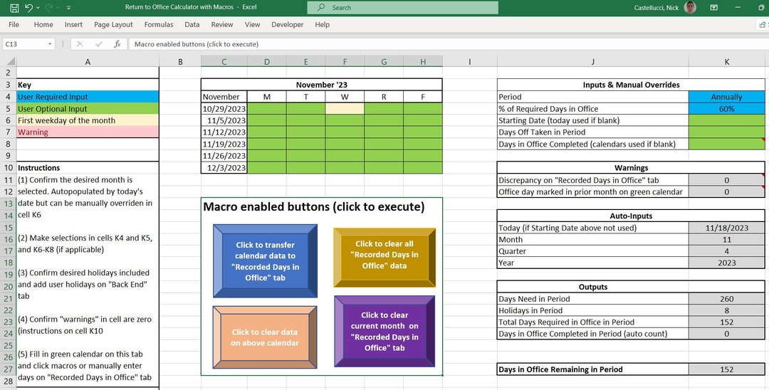 Return to Office (RTO) Excel Tracking Tool - Etsy