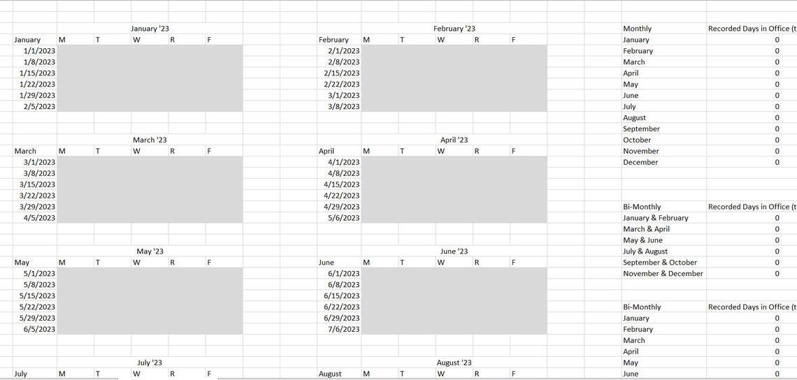 Return to Office (RTO) Excel Tracking Tool - Etsy