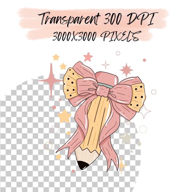 Teacher Pencil Coquette Bow PNG, Teacher Gifts, Back to School Png ...