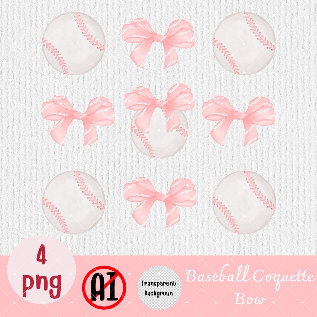 Baseball Coquette Bows Png, Pink Bow Png, Baseball Clipart, Coquette ...