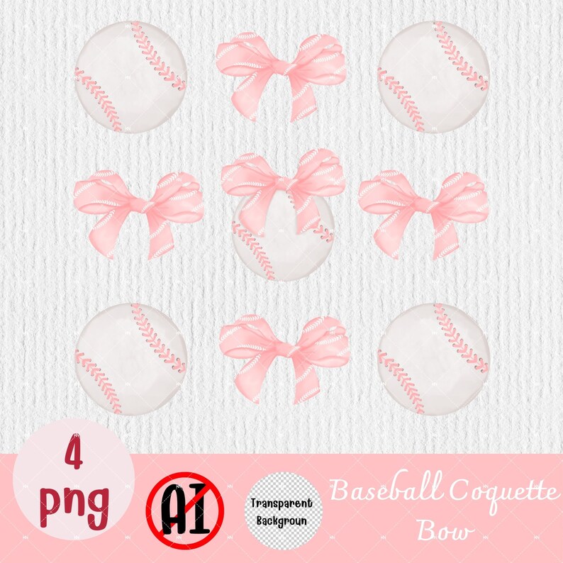 Baseball Coquette Bows Png, Pink Bow Png, Baseball Clipart, Coquette ...