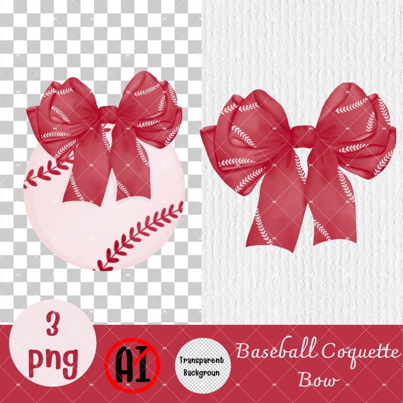 Baseball Coquette Bows Png, Red Bow Png, Baseball Clipart, Coquette Bow ...