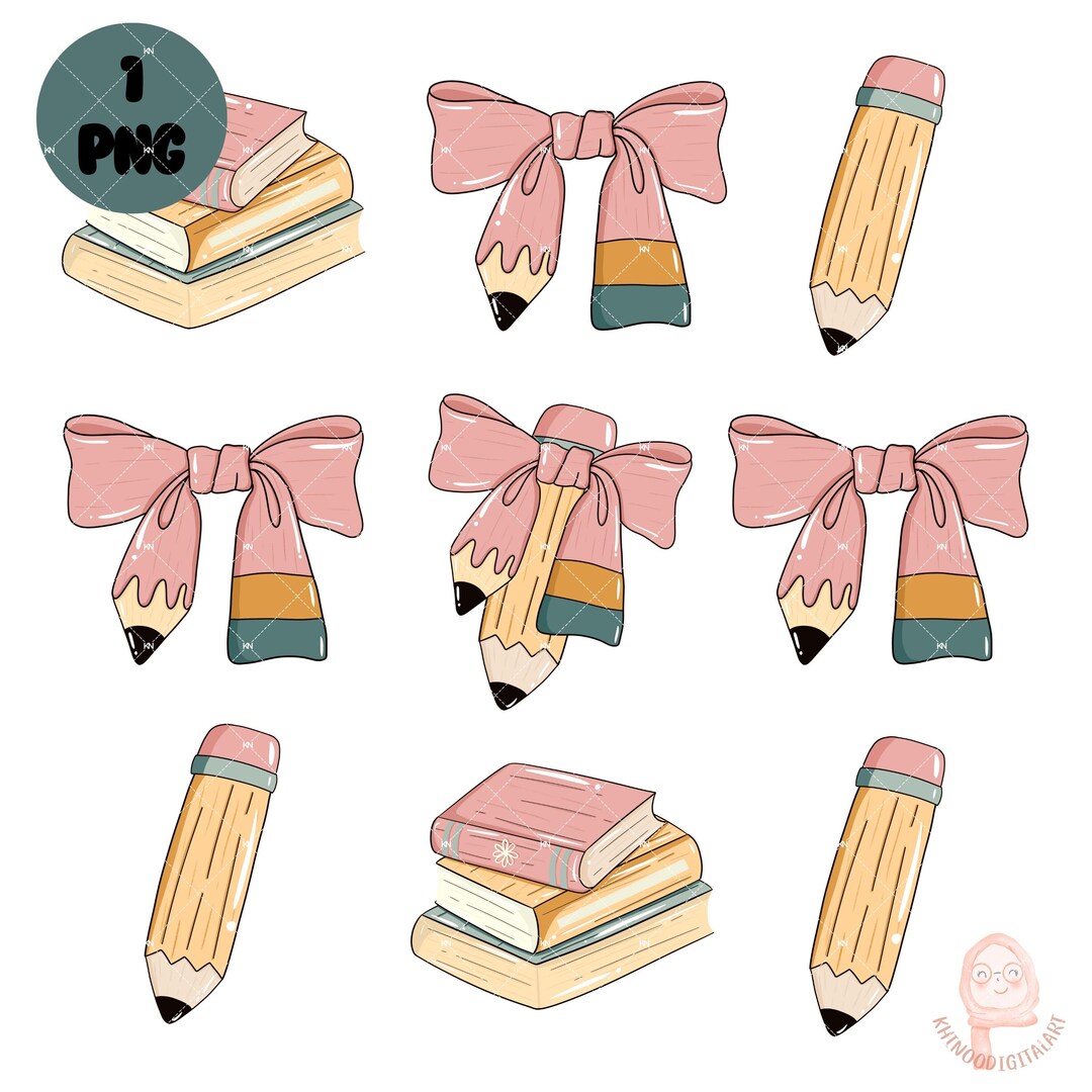 Coquette Pencil Clipart, Teacher Pencil Coquette Bow PNG, Teacher Gifts ...