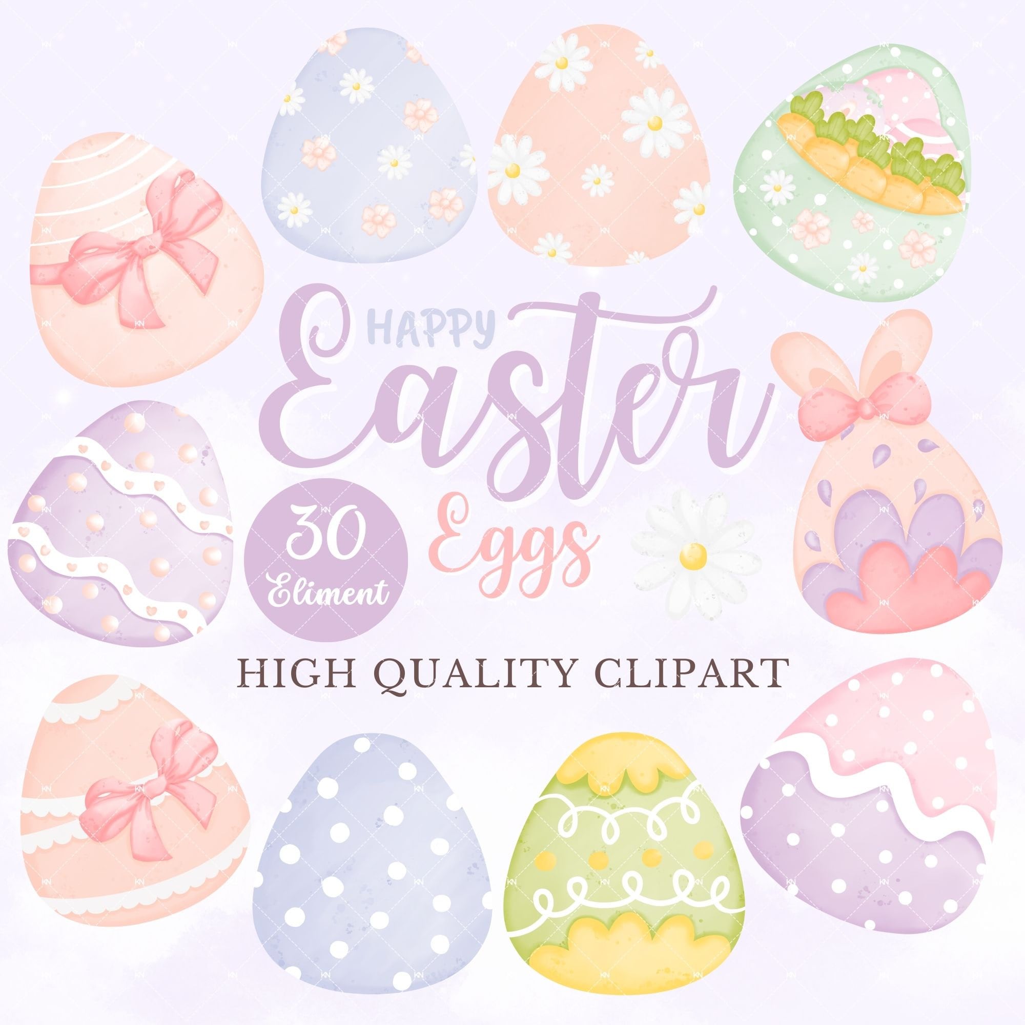 Easter Egg Clipart, Cute Watercolor Colorful Easter Egg, Springtime ...