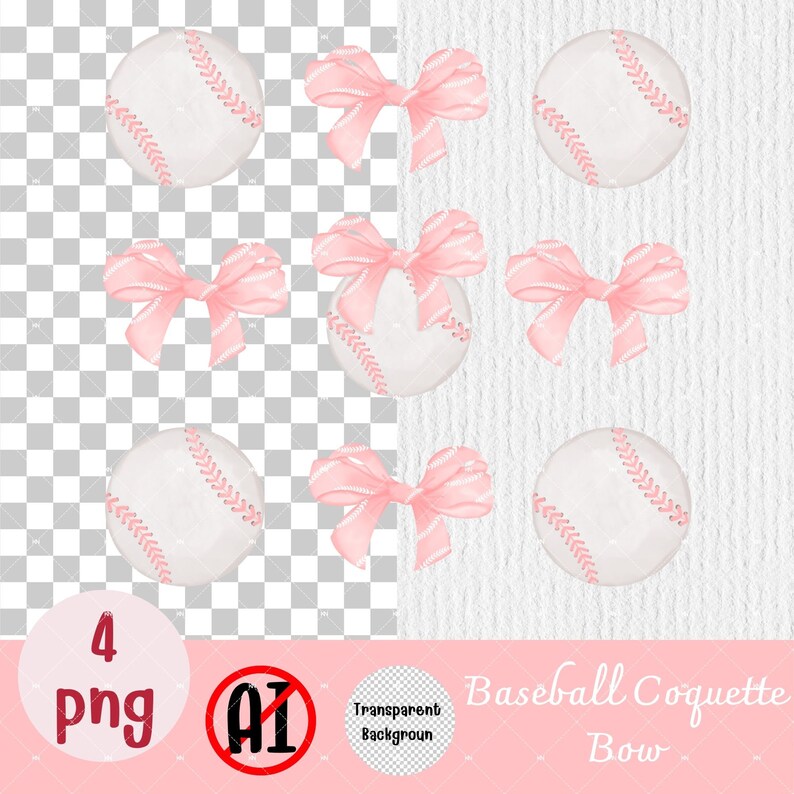 Baseball Coquette Bows Png, Pink Bow Png, Baseball Clipart, Coquette ...