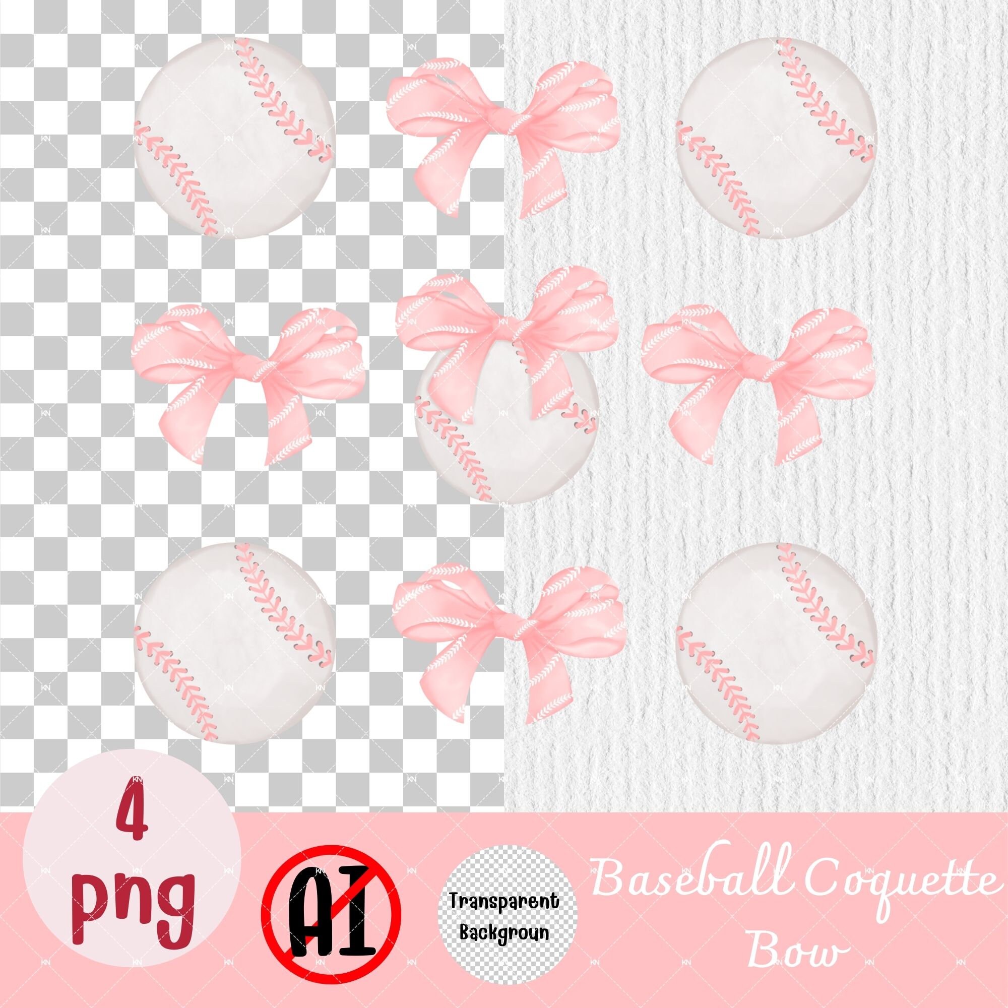 Baseball Coquette Bows Png, Pink Bow Png, Baseball Clipart, Coquette ...