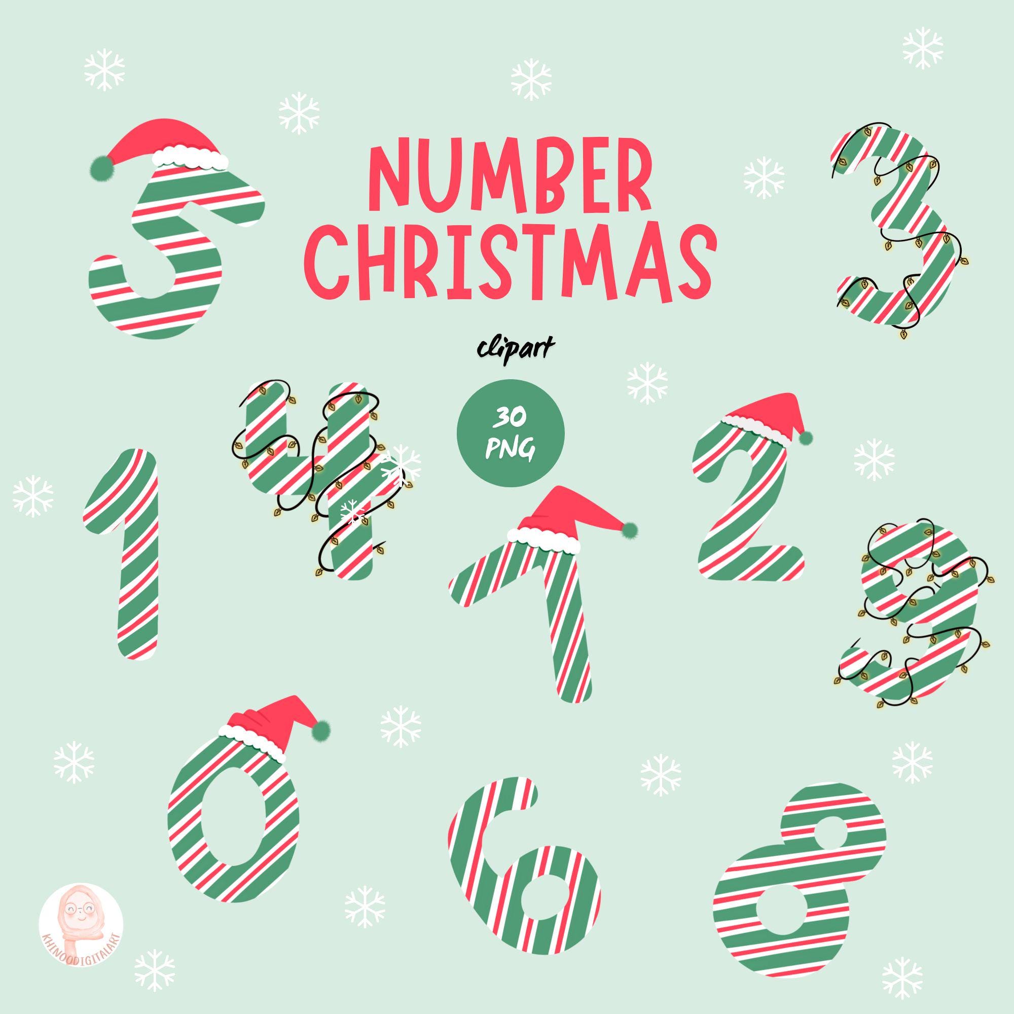 Christmas Number Clipart, Christmas Number With Red Santa Hat Clipart ...