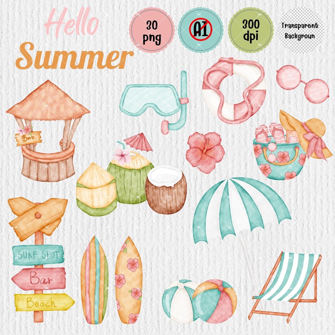 Summer Clipart, Summer Activities, Seasonal Clipart, Beach Clipart ...