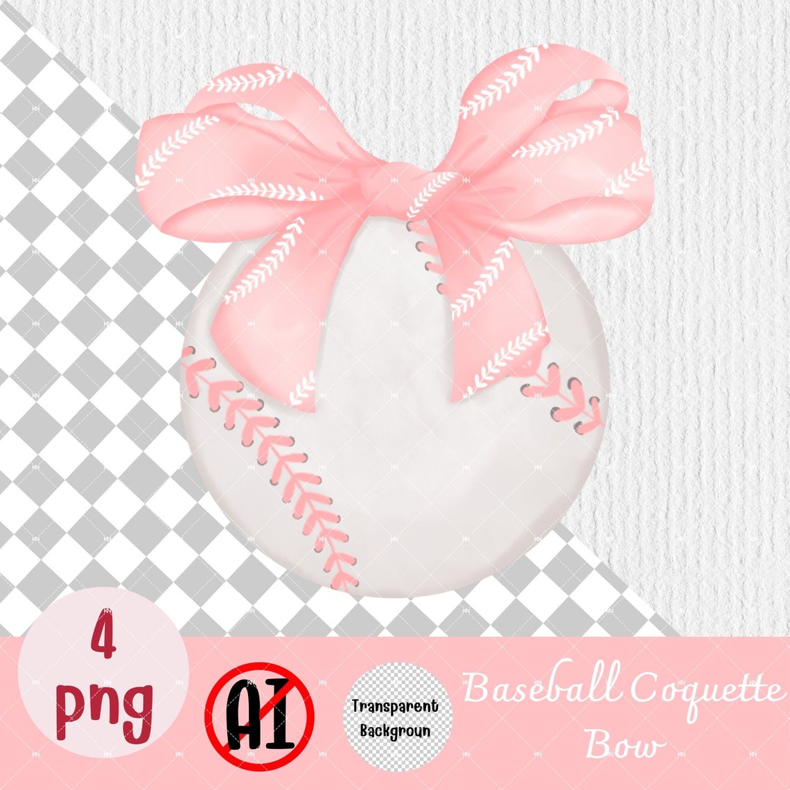 Baseball Coquette Bows Png, Pink Bow Png, Baseball Clipart, Coquette ...