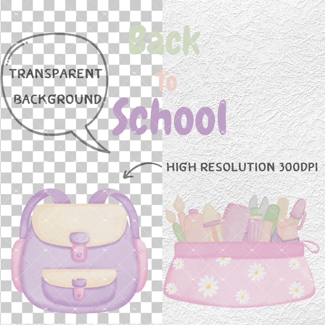 Back to School Clipart, School Clipart Set, Watercolor Clipart, School ...